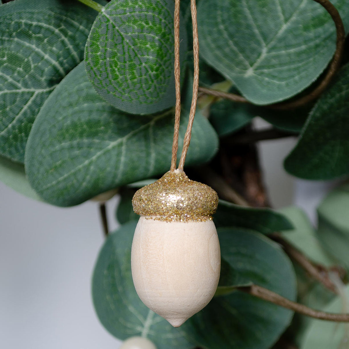 Buy Glitter Gold Wooden Hanging Acorn - Set of 18 — The Worm that ...