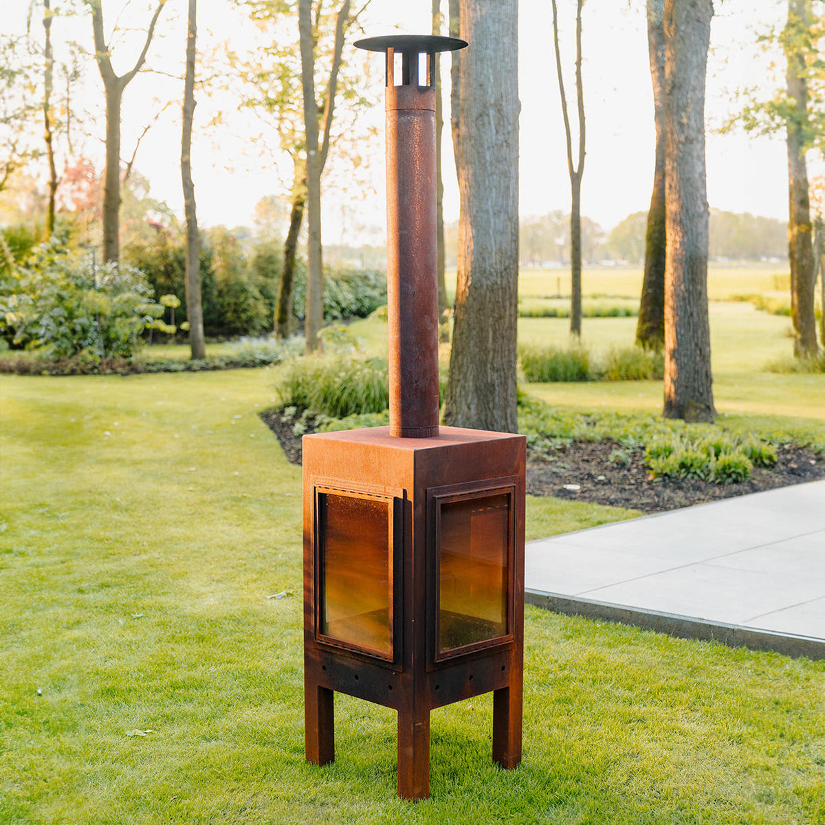 Buy Glass and Corten Steel Wood Burning Stove — The Worm that Turned ...