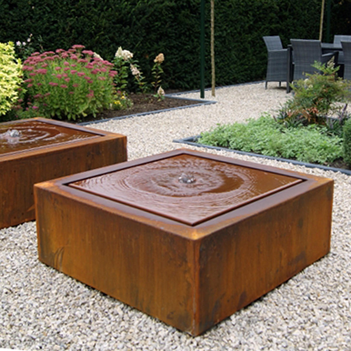 Buy Corten Square Water Feature with Fountain — The Worm that Turned ...