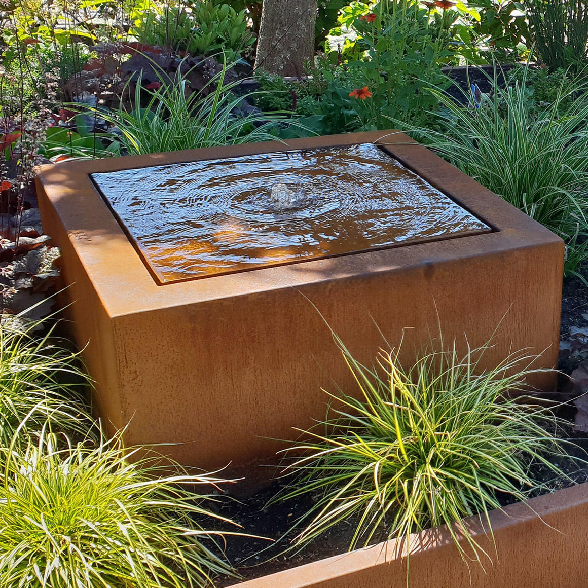 Buy Corten Square Water Feature with Fountain — The Worm that Turned ...