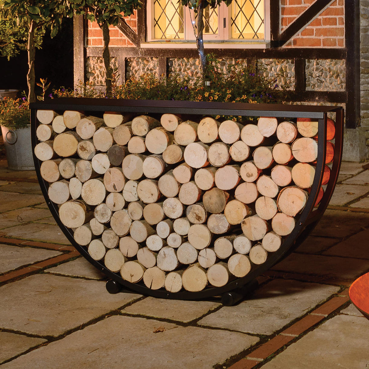 Buy Semi Circular Steel Log Store with Shelf — The Worm that Turned ...