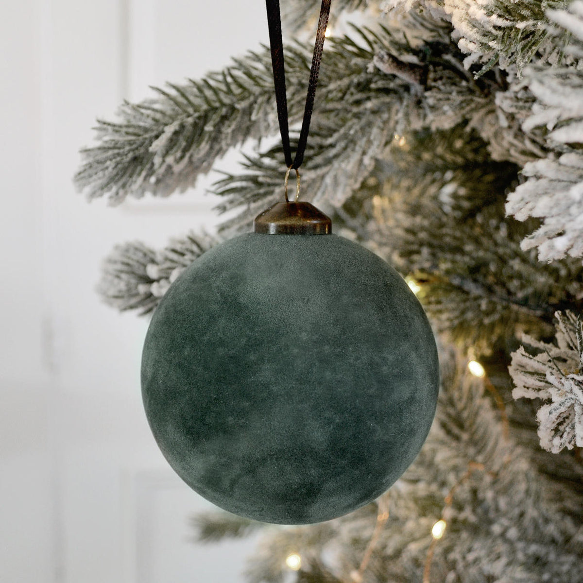 Buy Festive Green Flocked Hanging Baubles — The Worm that Turned ...