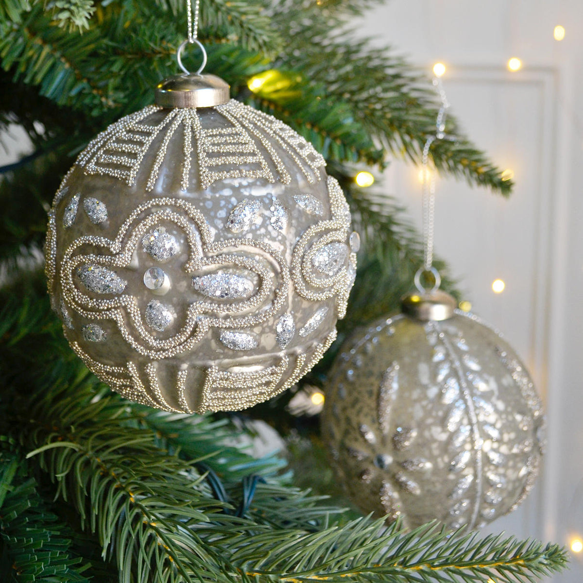 Buy Glass Embossed Christmas Baubles — The Worm that Turned ...