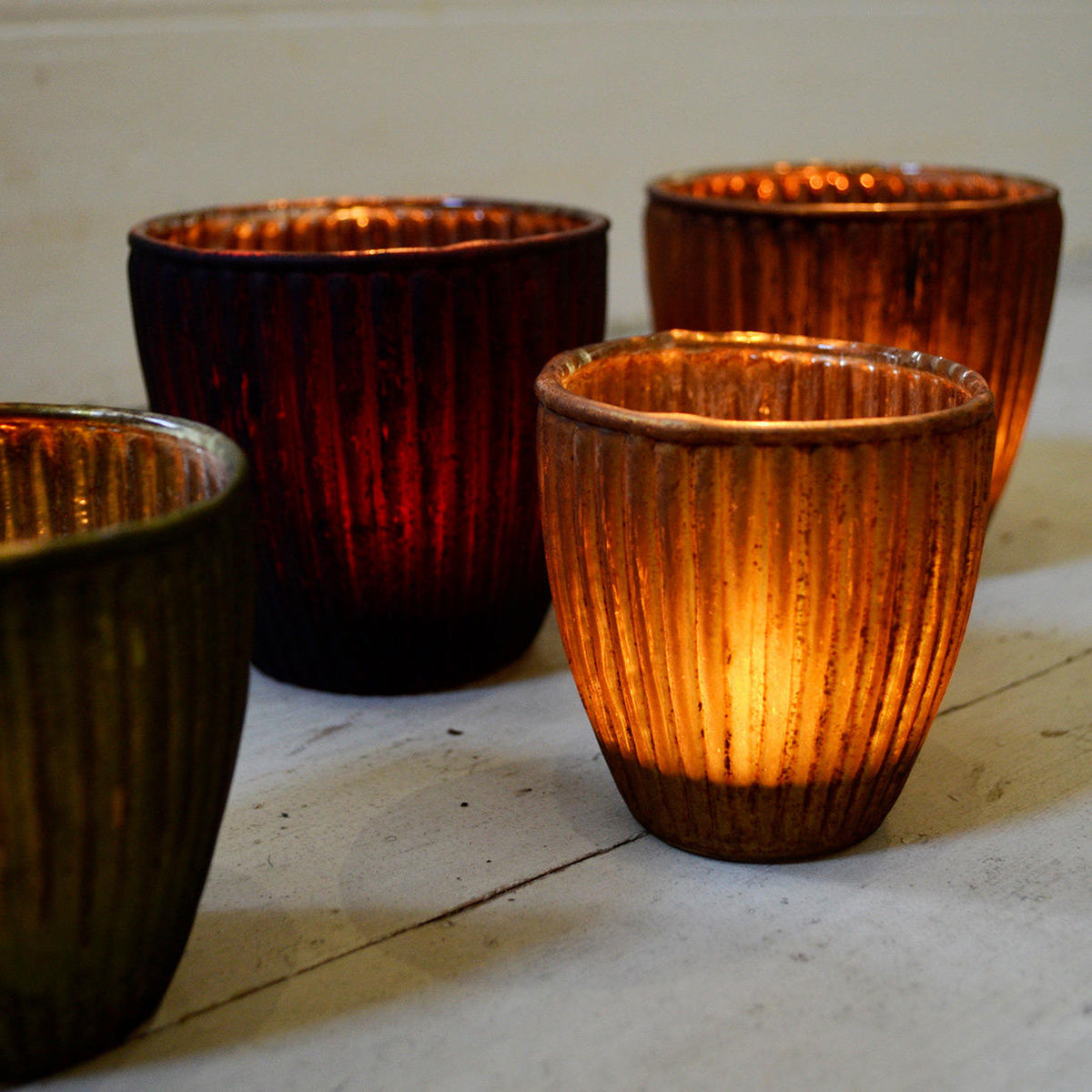 Buy Small Vintage Ribbed Beaker Votives — The Worm that Turned ...