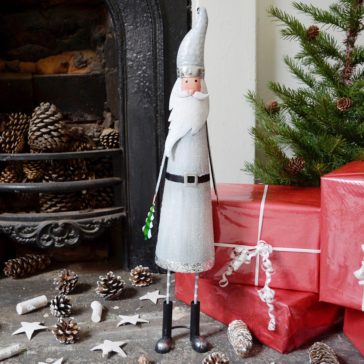 Buy Tall Nordic Silver Santa with Tree — The Worm that Turned ...