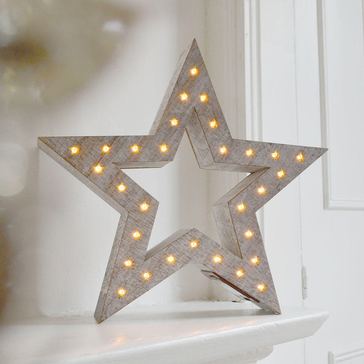Buy Wooden Lit Star in White Wash — The Worm that Turned - revitalising ...