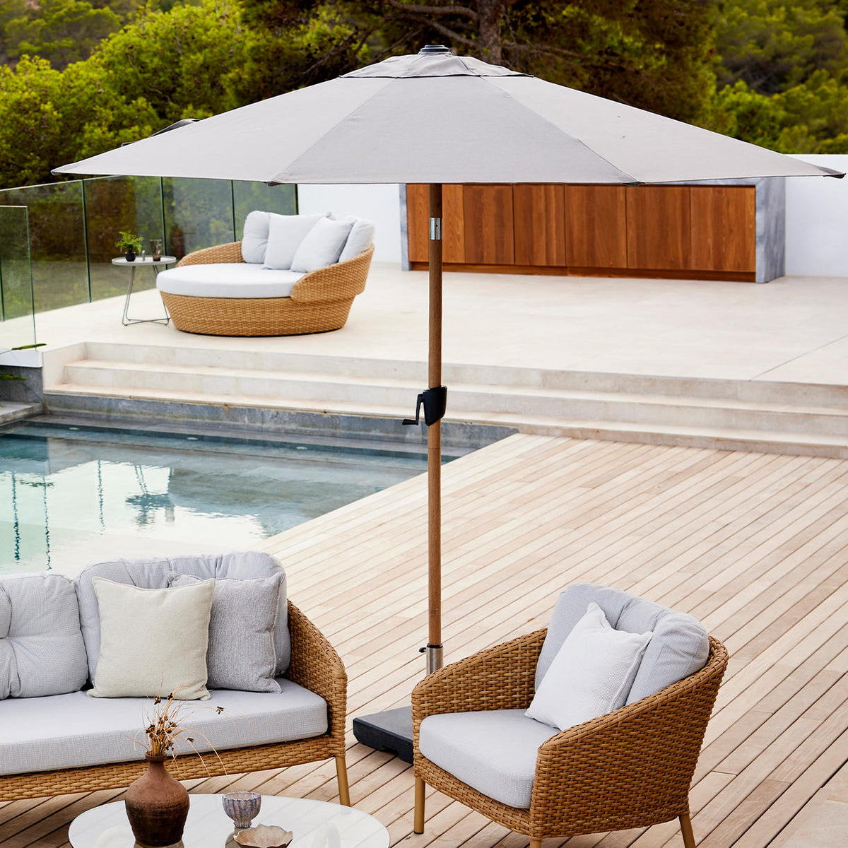 Buy Sunshade 3 Metre Wood-Look Pole Tilt Parasol — The Worm that Turned ...